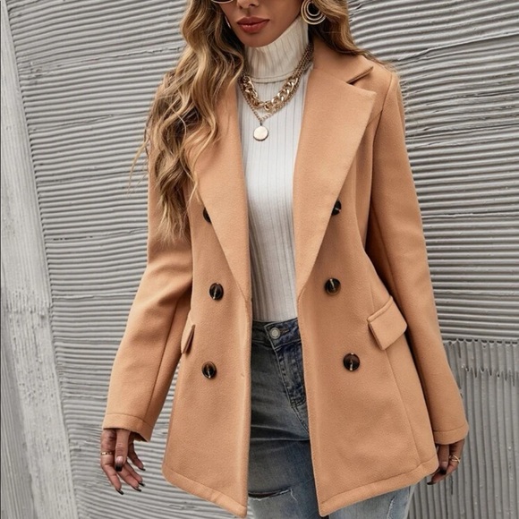 Couture Gypsy | Jackets & Coats | Camel Double Breasted Button Pea Coat ...